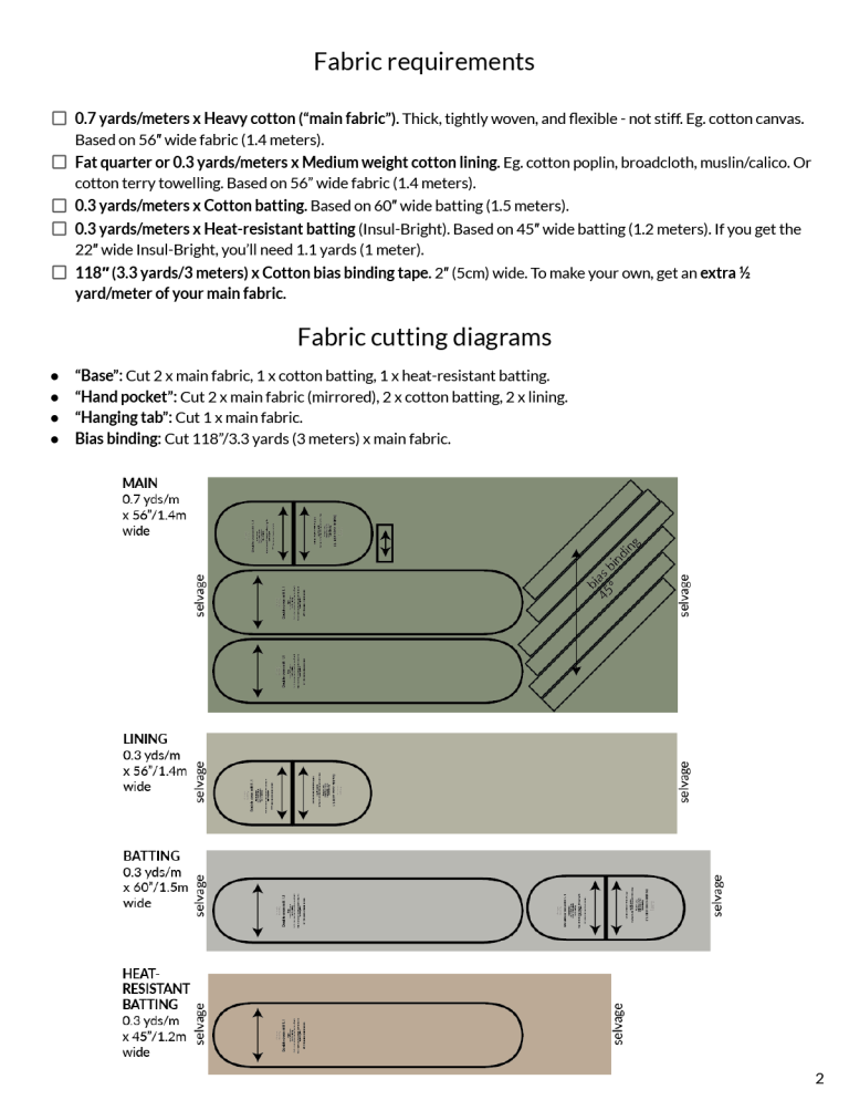 Double Oven Mitt – Printable PDF Sewing Pattern – Olive Silk